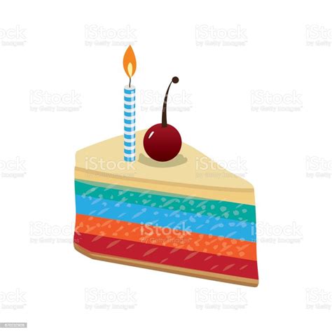 아름 다운 벚꽃 장식와 촛불 생일 케이크의 쪼 갠 다 벡터 일러스트 레이 션 0명에 대한 스톡 벡터 아트 및 기타 이미지 0