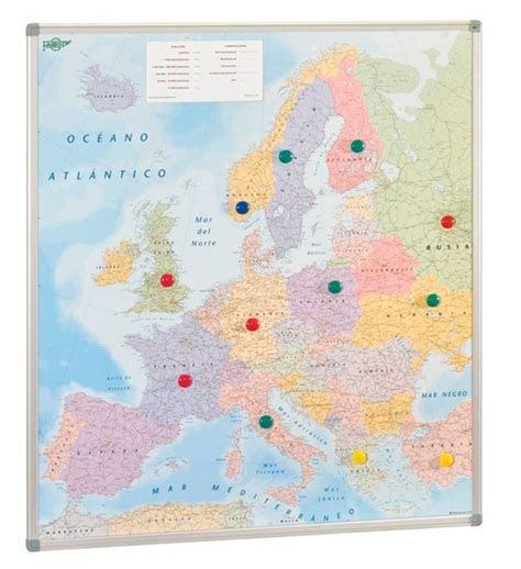 Pizarra Met Lica Con Mapa De Espa A Europa Y Mapamundi Plastificados Con Fondo Met Lico Y Marco