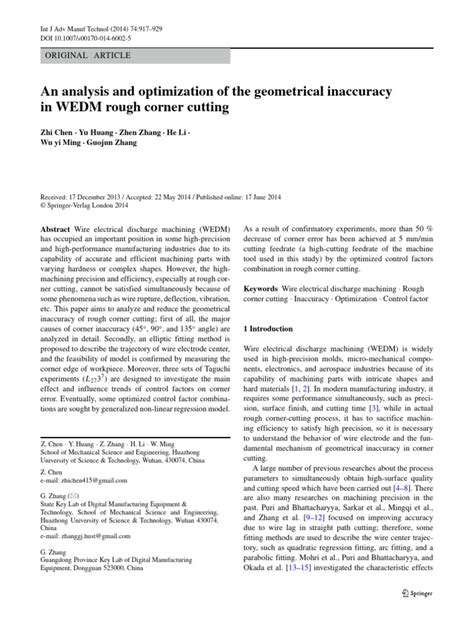 An Analysis And Optimization Of The Geometrical Inaccuracy In Wedm