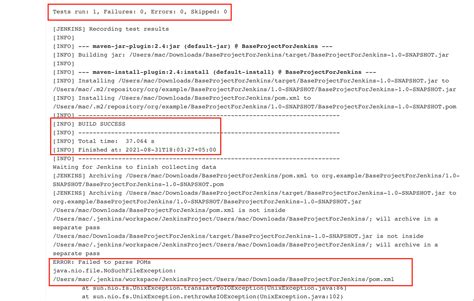 Selenium My Test Cases Are Passing Succefully But Build Failed Due To 0 Snapshotjar Is Not