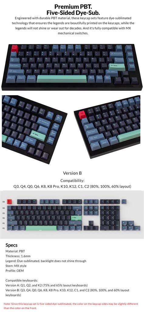 Buy Keychron Oem Profile Dye Sub Pbt Keycap Set Hacker Keyboards