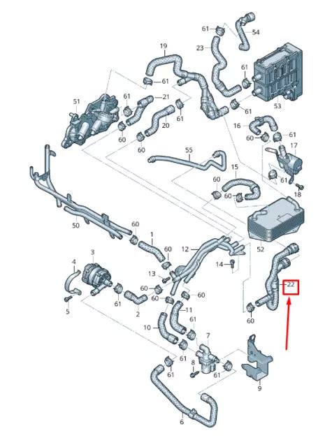 Vw Passat B8 3g Coolant Hose With Quick Release Coupling 5q0122073df