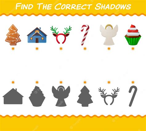 Trouvez Les Ombres Correctes Du Dessin Animé De Noël Jeu De Recherche