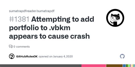 Attempting To Add Portfolio To Vbkm Appears To Cause Crash · Issue 1381 · Sumatrapdfreader