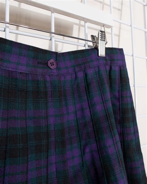 Purple Plaid Pleated Mini Skirt Nouveaurichevintage
