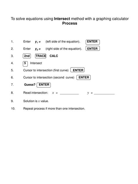 Ppt To Solve Equations Using Intersect Method With A Graphing