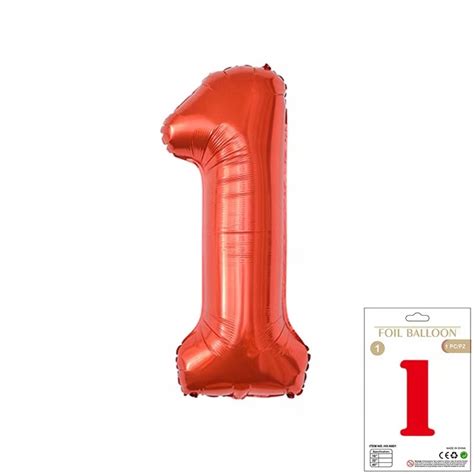 OGROMNY BALON FOLIOWY CYFRA JEDEN 1 CZERWONA BALONY URODZINY 100 CM XXL