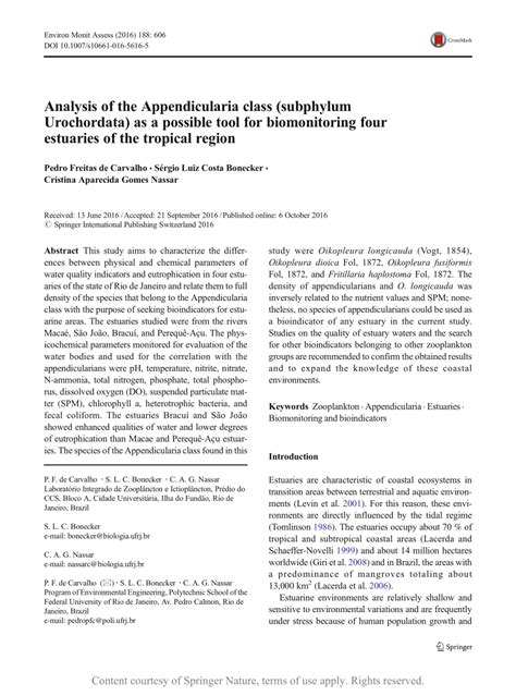 Analysis Of The Appendicularia Class Subphylum Urochordata As A