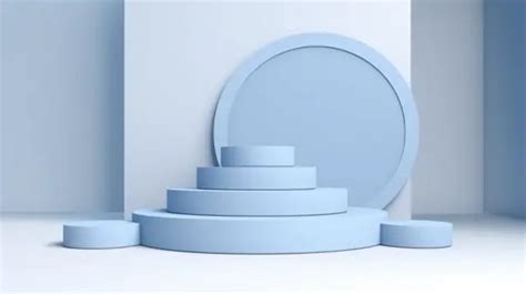 흰색 배경에 제품 프레젠테이션을 위한 깨끗하고 매끄러운 파란색 연단의 3d 렌더링 3d 스튜디오 디스플레이 배경 제품 배치 배경 일러스트 및 사진 무료 다운로드