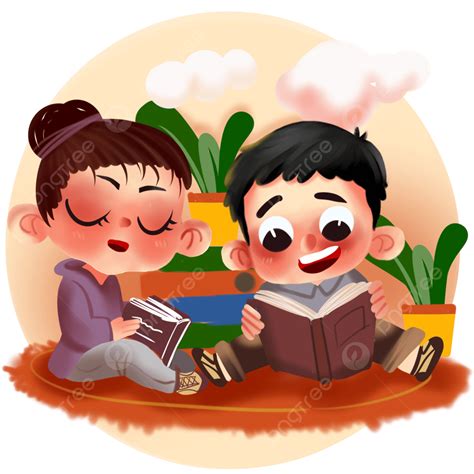 만화 핸드 드로잉 61 어린이날 소년 소녀 일러스트 즐 거 운 레저 독서 장면 만화 만화 손으로 그린 어린이 날 Png 일러스트 및 Psd 이미지 무료 다운로드