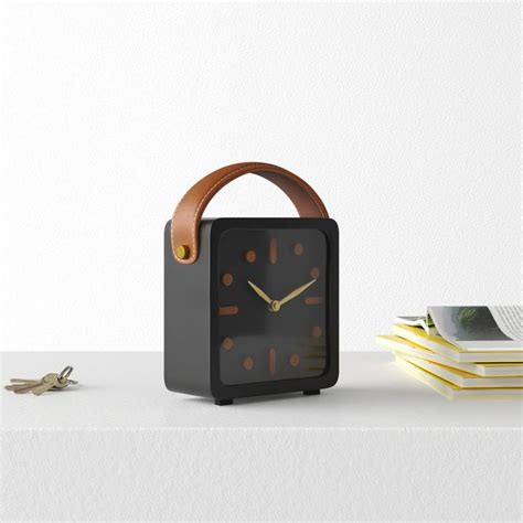 Analog Metal Quartz Tabletop Clock In Black Allmodern Tabletop