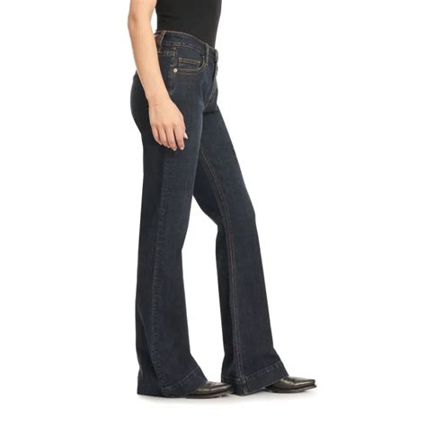 Rock And Roll Denim Ladies Dark Wash Trouser With Gold Antique Stitch