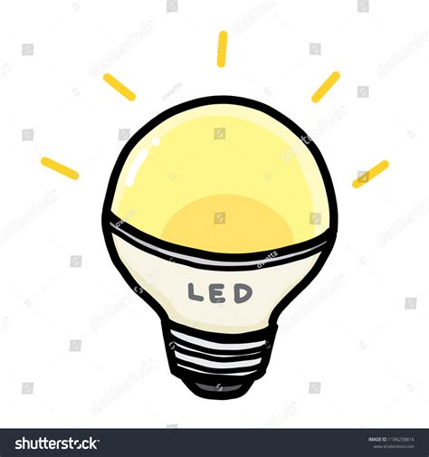 Led Light Bulb Cartoon Vector Illustration เวกเตอร์สต็อก ปลอดค่าลิขสิทธิ์ 1186258816