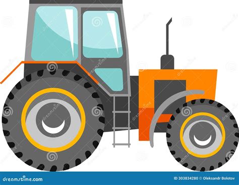 Farm Tractor Vehicle Icon In Flat Style Vector Illustration Stock
