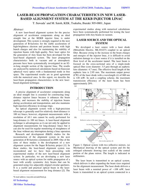 Pdf Laser Beam Propagation Characteristics In New Laserbased Alignment System At The Kekb