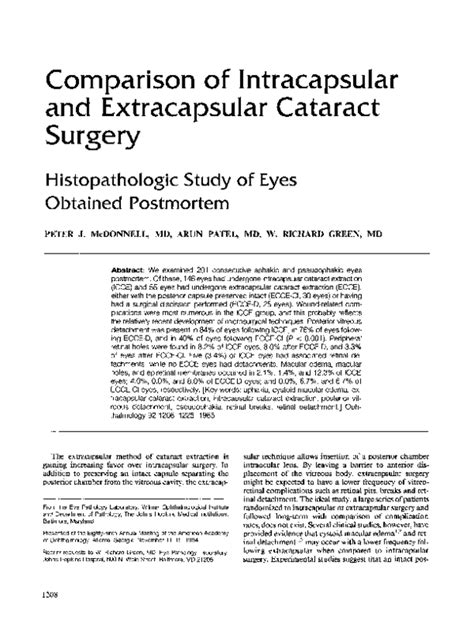 Pdf Comparison Of Intracapsular And Extracapsular Cataract Surgery