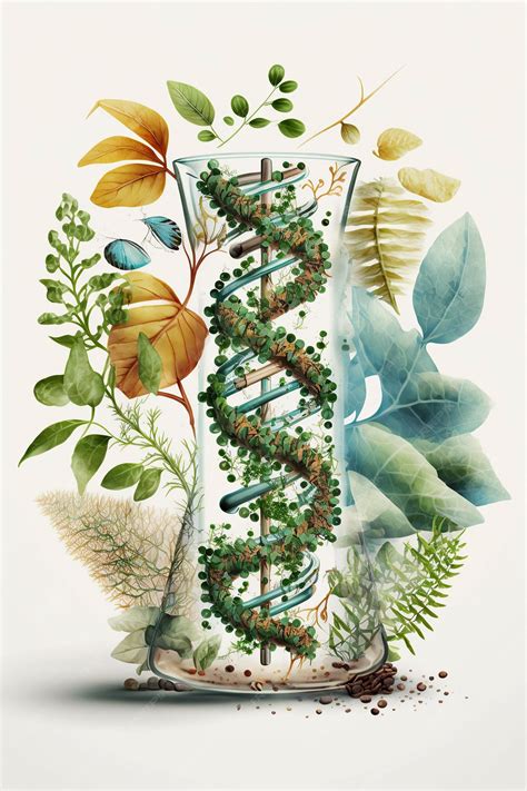 Ai Generated Illustration Dna And Plant And Gene Therapy Biology