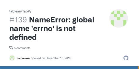 Nameerror Global Name Errno Is Not Defined · Issue 139 · Tableau