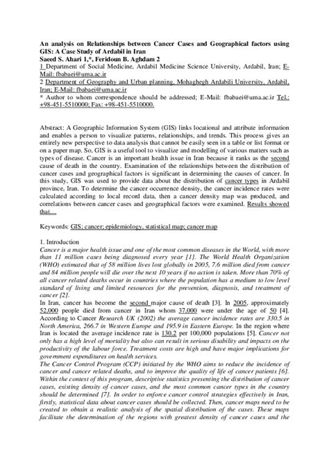 Doc An Analysis On Relationships Between Cancer Cases And Geographical Factors Using Gis A