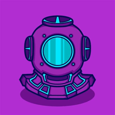 Premium Vector Diver Helmet In Cyberpunk Style Cartoon Character