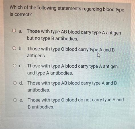 Solved Which Of The Following Statements Regarding Blood Chegg