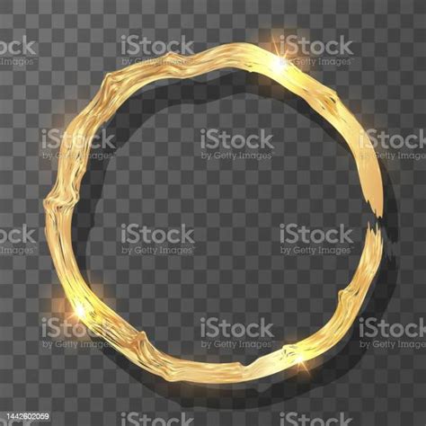 투명한 배경에 반짝이는 현실적인 액체 골드 프레임 텍스트를 위한 장소가 있는 황금 프레임입니다 벡터 그림입니다 금 금속에 대한