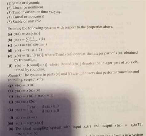 Solved Static Or Dynamic Linear Or Nonlinear Chegg