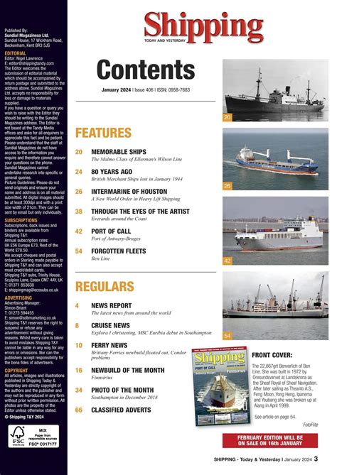 Shipping Today And Yesterday Magazine January 2024 Back Issue