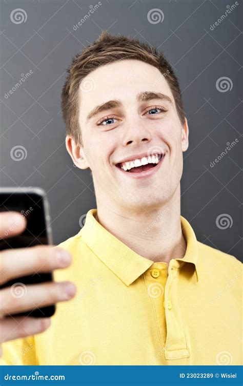 Man Holding Mobile Phone Stock Image Image Of People
