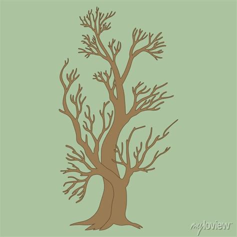 Stylized Bare Tree With Naked Branches Isolated Vector Illustration