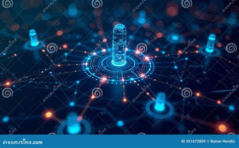 Visual Representation Of Interconnected Digital Nodes In A Network Stock Image Image Of