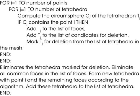 Delaunay Tetrahedralization Algorithms Download Table