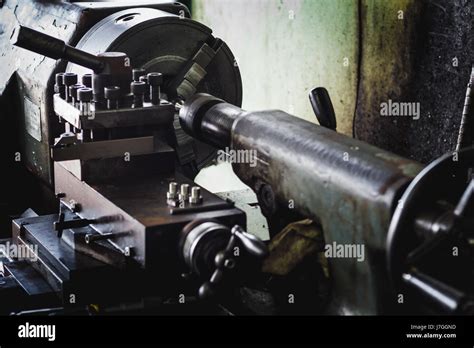 Lathe Machine Working During Productivity In Industry Concept Stock