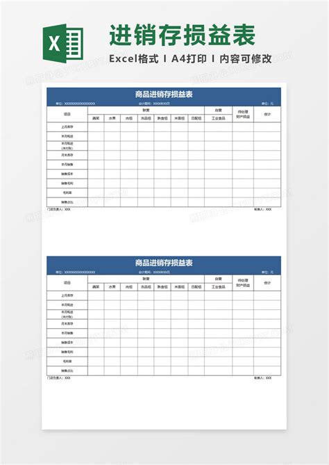 经营商品进销存损益表execlExcel模板下载 熊猫办公