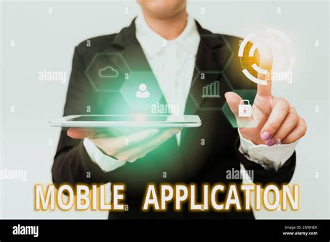 Writing Displaying Text Mobile Application Word Written On Application Software Designed To Run