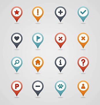 Set Of Pin Map Icons Location Pointer And Markers On A Map Vector Place Destination Minus PNG