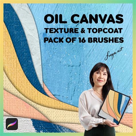 procreate canvas oil canvas texture and topcoat pack of 16 brushes