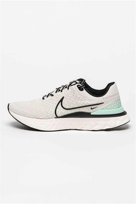 Nike, Обувки за бягане React Infinity Run Flyknit 3 с лого, Черен, Бял ...