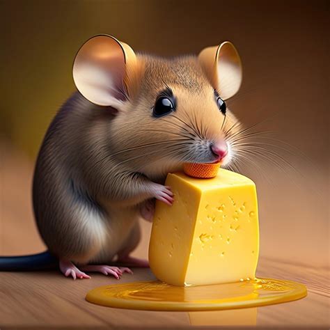 Premium Ai Image Mouse Eating Cheese