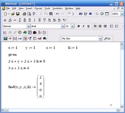 Как в маткаде сделать систему функция Find Mathcad 12 руководство