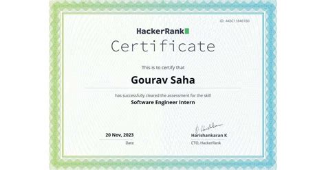 Gourav Saha On Linkedin Hackerrank Skill Certificate
