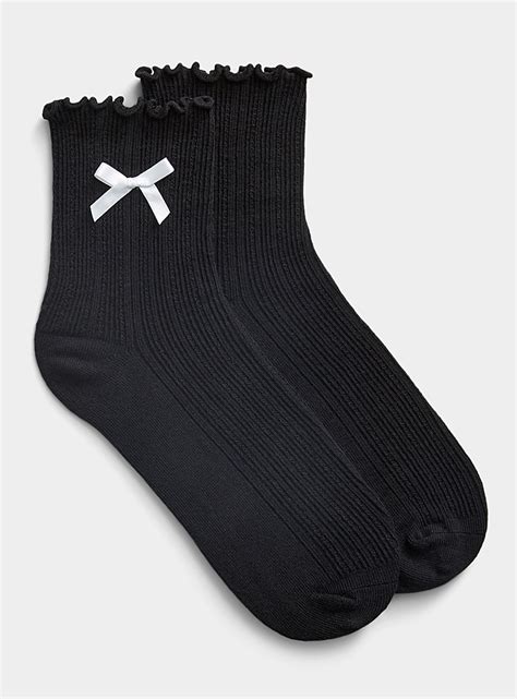 Satiny Bow Ribbed Socks Simons Shop Womens Socks Online Simons