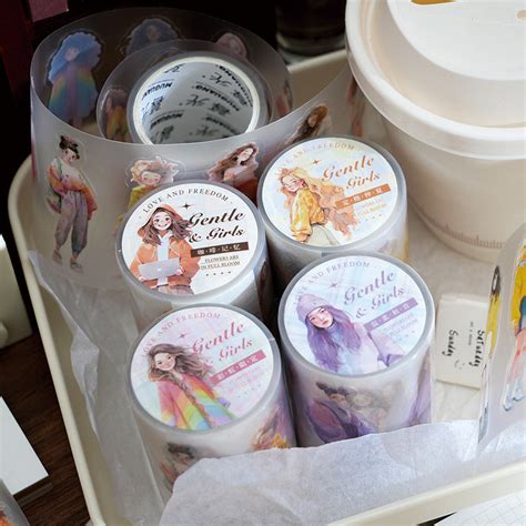手賬膠帶 霧面pet膠帶 少女續念系列 精緻藝文少女貼紙 紙膠帶 手帳素材 Diy裝飾循環卷 4款選 蝦皮購物