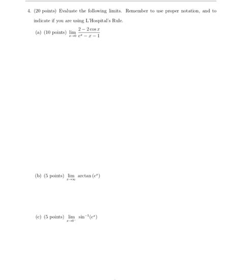 solved 4 20 points evaluate the following limits
