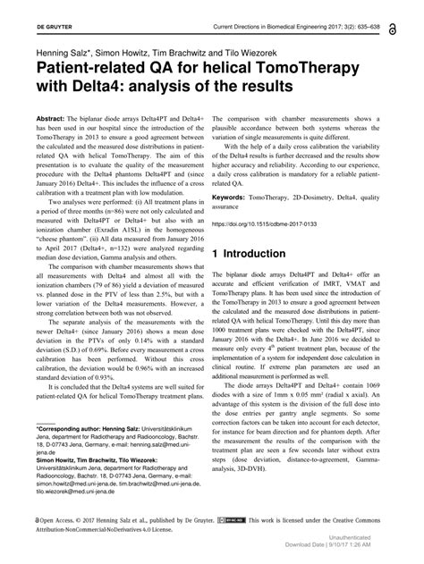 Pdf Patient Related Qa For Helical Tomotherapy With Delta4 Analysis