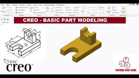 Creo Practice Exercises For Beginners Ex 1 Creo Part Modeling