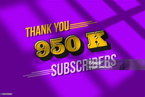 대담한 디자인의 950k 가입자 축하 인사말 배너 Number 1000에 대한 스톡 벡터 아트 및 기타 이미지 Number
