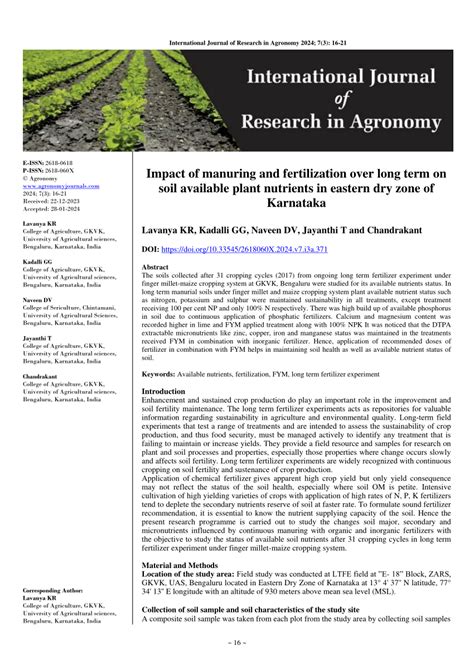 PDF Impact Of Manuring And Fertilization Over Long Term On Soil Available Plant Nutrients In