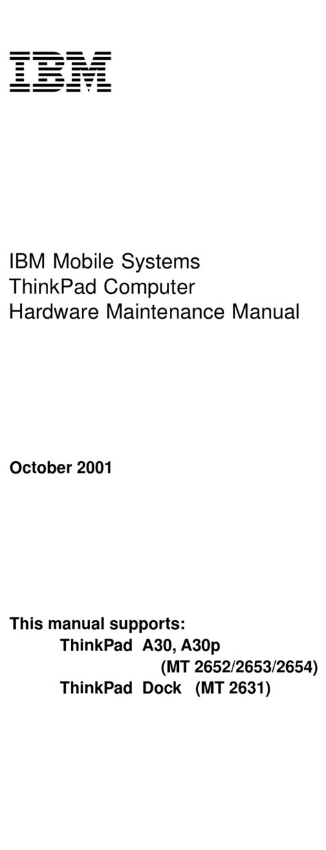 Ibm Thinkpad A30 Hardware Maintenance Manual Pdf Download Manualslib