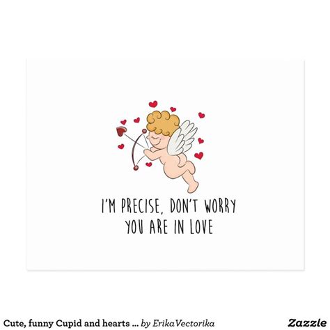 Cute Funny Cupid And Hearts With Quote Postcard Zazzle Valentines